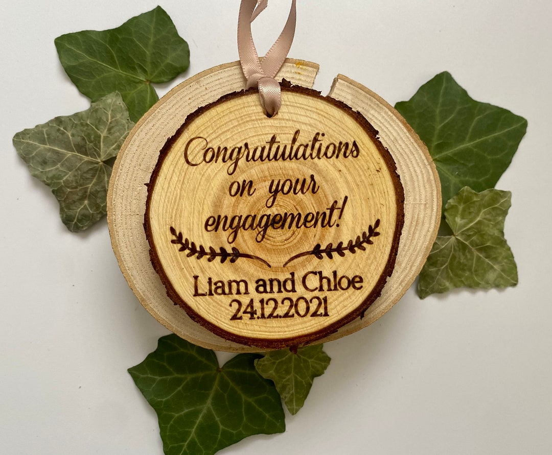 Engagement Gift, Custom Wood Slice, Congratulations on Your Engagement ...