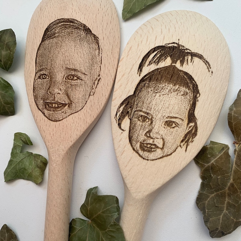 Funny Face on Wood Spoon - Etsy UK