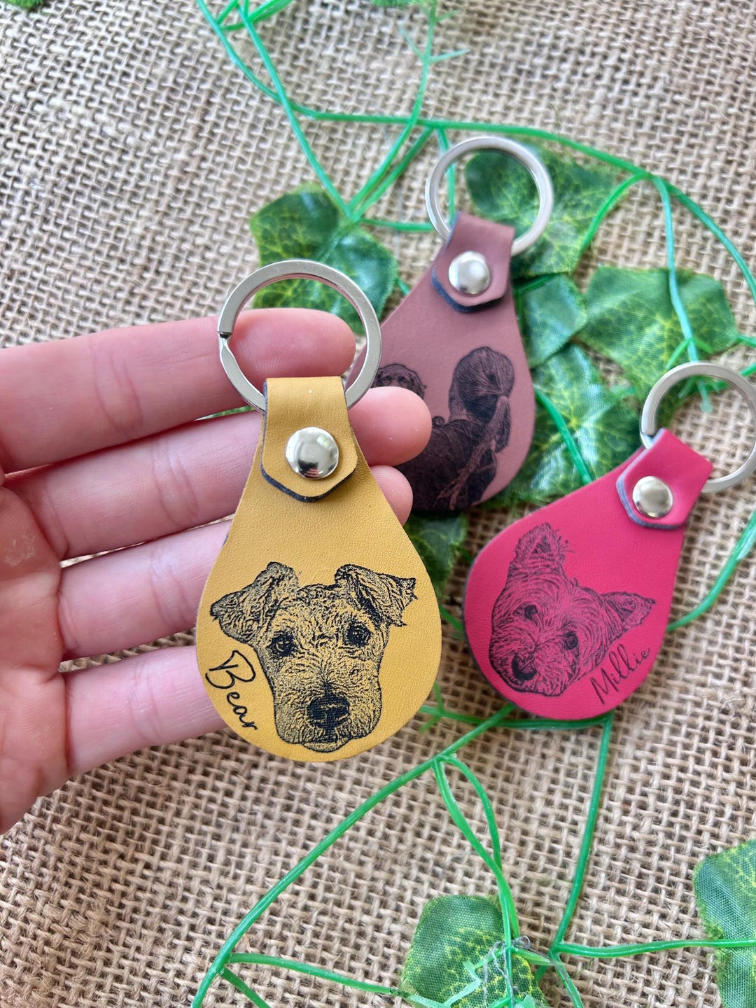 Pet Keyring, Faux Leather Engraved Keychain, Custom Pet Gift, From Dog ...