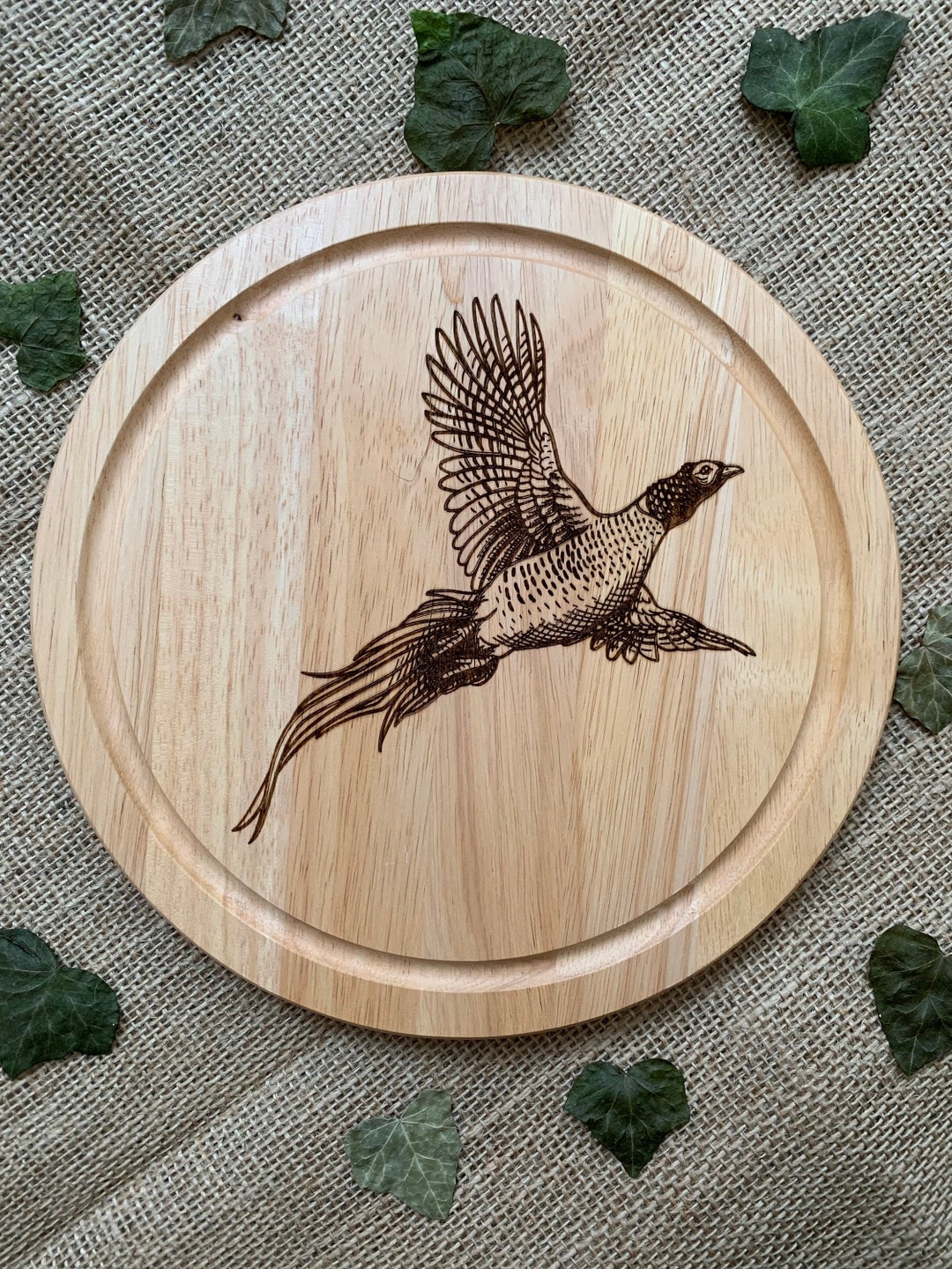 Engraved Pheasant Chopping Board: Hevea Wood Kitchen Decor - Etsy