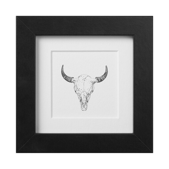 Buffalo Skull Pen and Ink Drawing Animal Illustration | Etsy