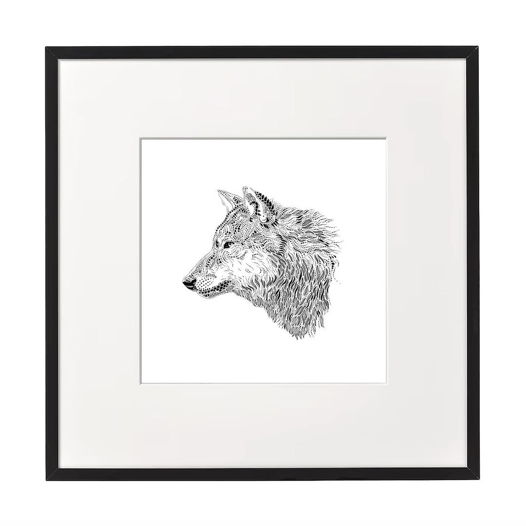 Grey Wolf Pen and Ink Drawing Fine Art Print - Etsy