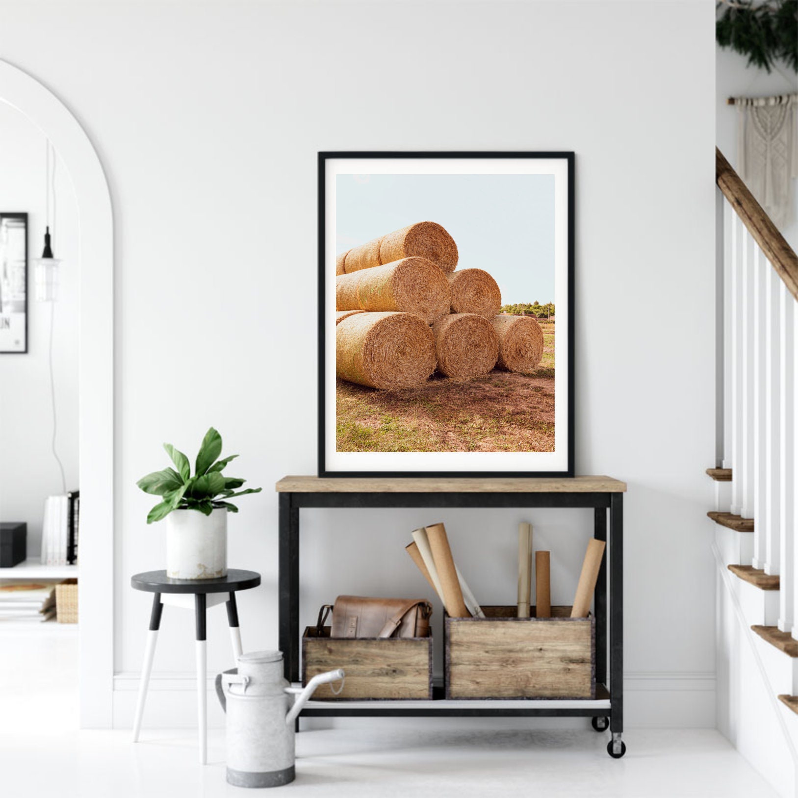 French Countryside Hay Bales Print: Farmhouse Wall Art (digital ...