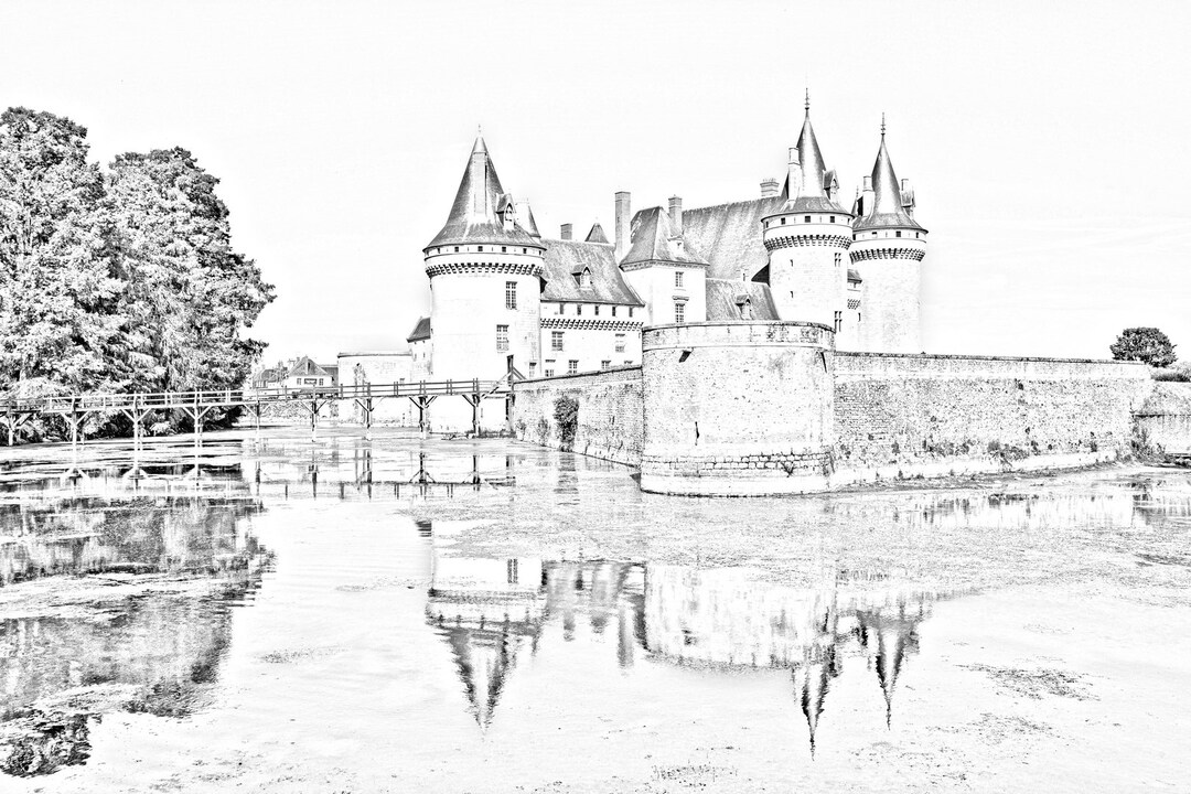 Chateau De Sully-sur-loire Drawing: French Castle Art (digital Download ...