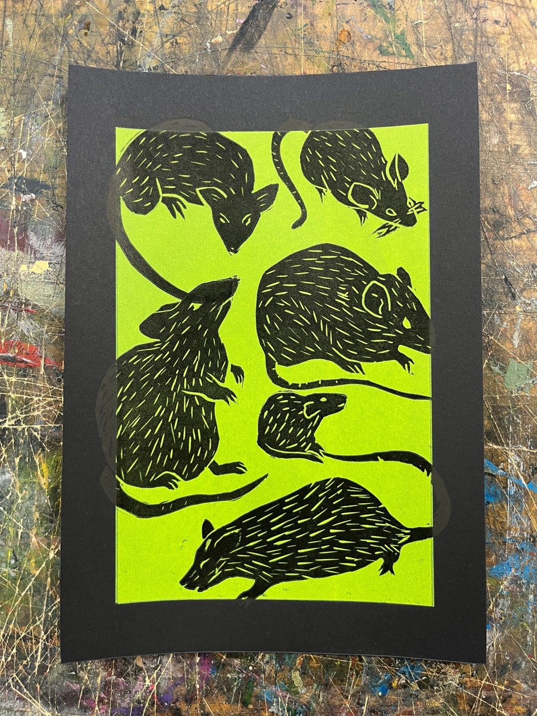 Oh Rats - Lino Prints - Etsy