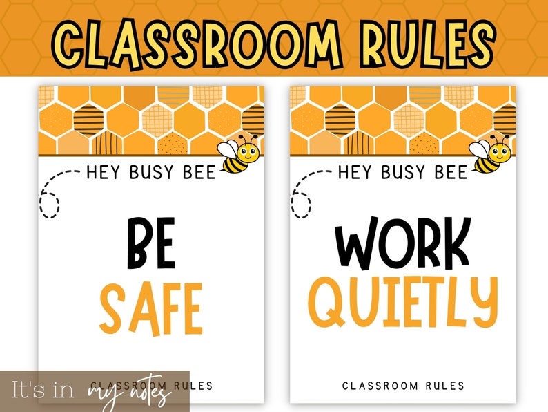 Printable Bee Theme Classroom Rules Poster for Bulletin Board | Fun ...