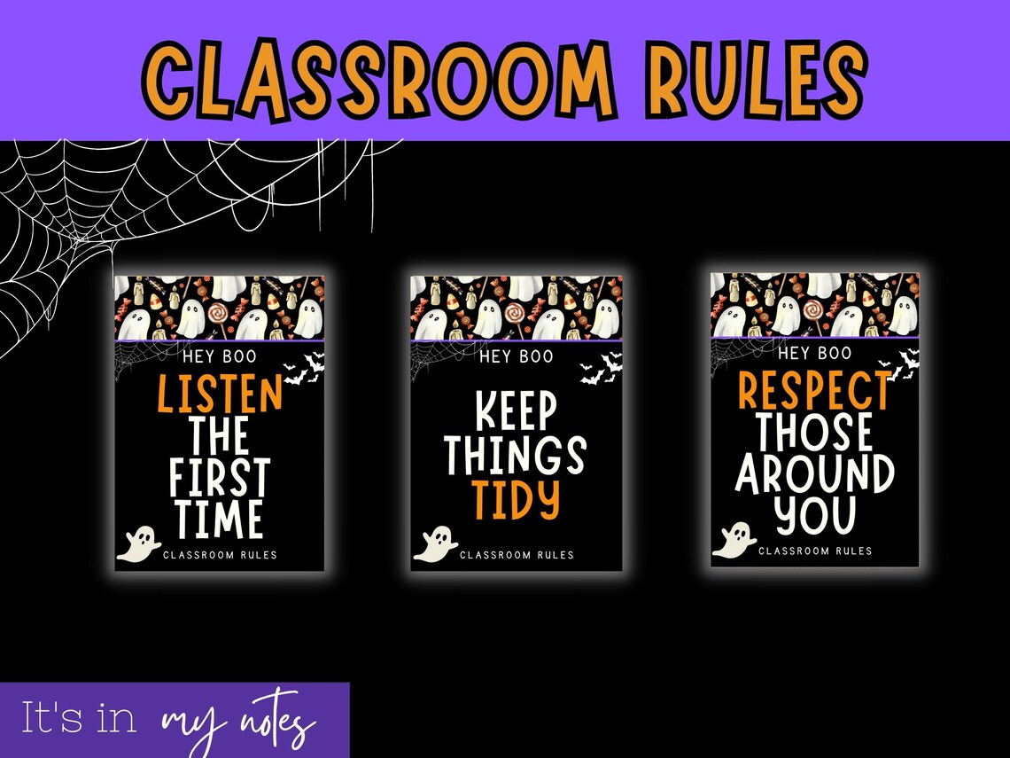 Printable Halloween Classroom Rules Posters for Bulletin Board and ...