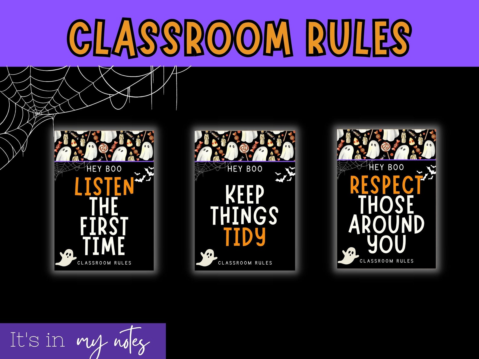 Printable Halloween Classroom Rules Posters for Bulletin Board and ...