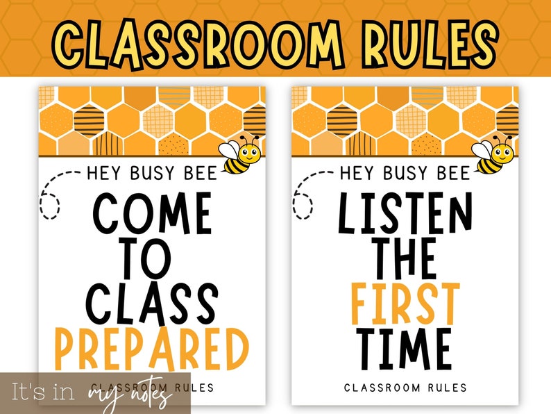 Printable Bee Theme Classroom Rules Poster for Bulletin Board | Fun ...