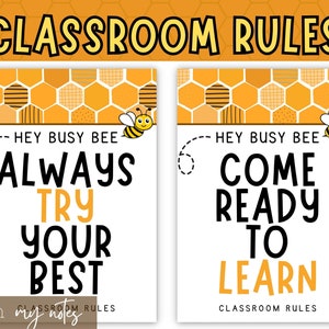 Printable Bee Theme Classroom Rules Poster for Bulletin Board | Fun ...