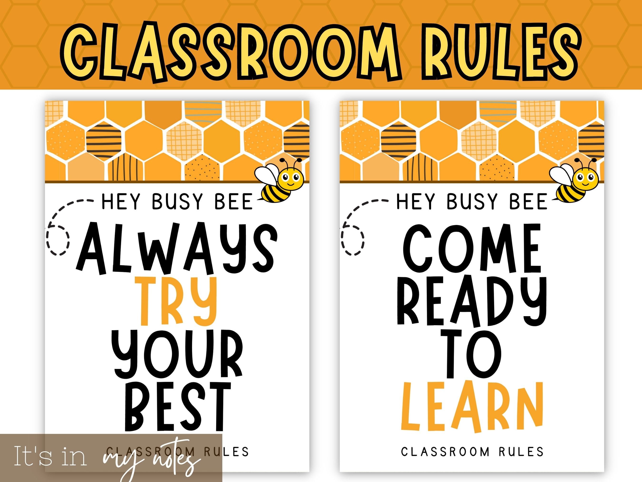 Printable Bee Theme Classroom Rules Poster for Bulletin Board | Fun ...