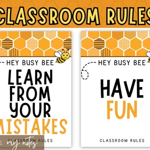 Printable Bee Theme Classroom Rules Poster for Bulletin Board | Fun ...