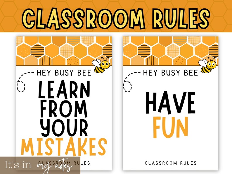 Printable Bee Theme Classroom Rules Poster for Bulletin Board | Fun ...