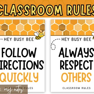 Printable Bee Theme Classroom Rules Poster for Bulletin Board | Fun ...