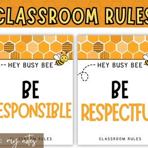 Printable Bee Theme Classroom Rules Poster for Bulletin Board | Fun ...