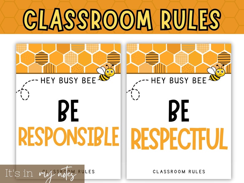 Printable Bee Theme Classroom Rules Poster for Bulletin Board | Fun ...
