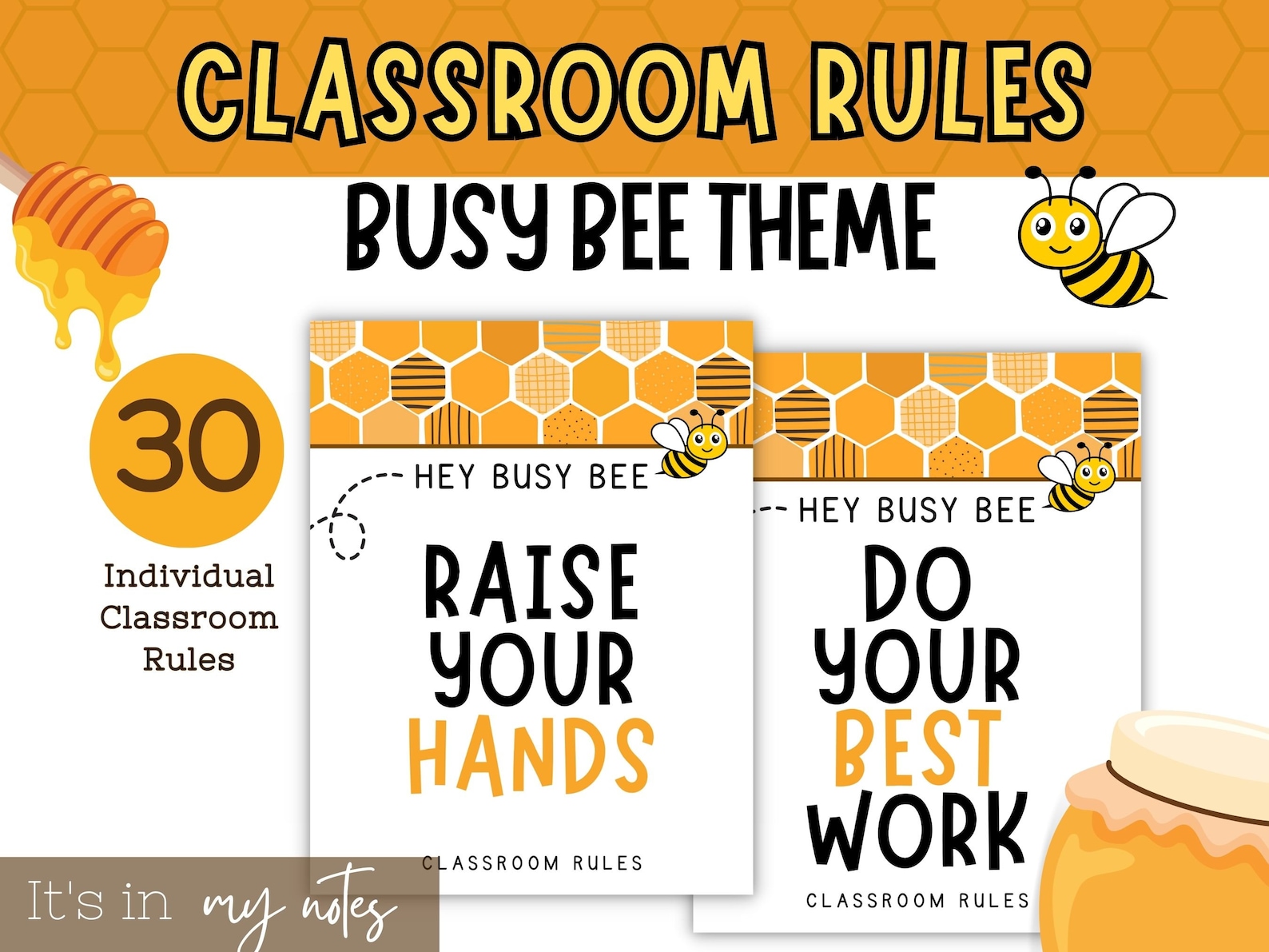 Printable Bee Theme Classroom Rules Poster for Bulletin Board | Fun ...