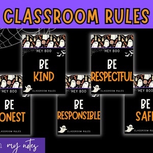 Printable Halloween Classroom Rules Posters for Bulletin Board and ...