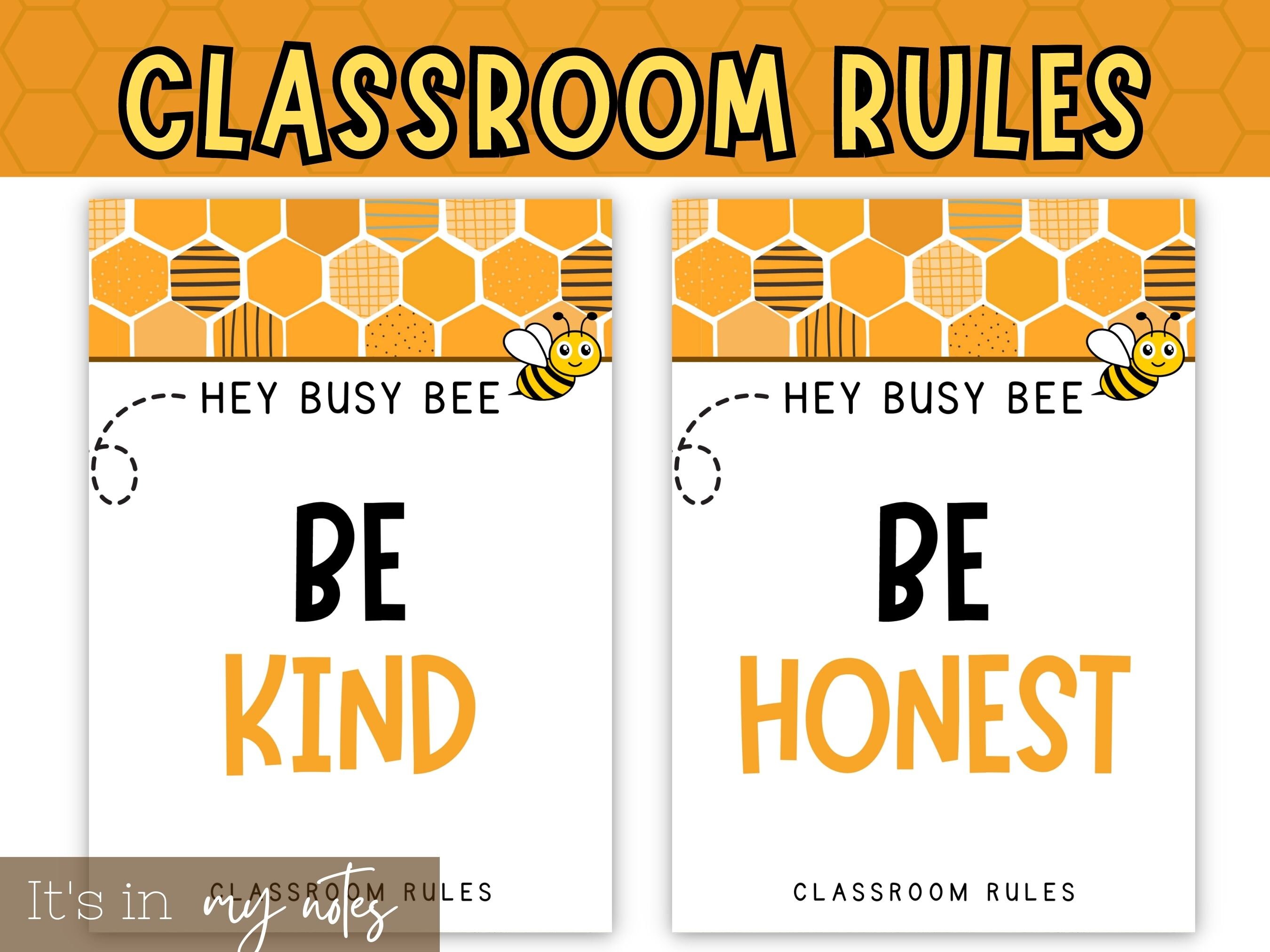 Printable Bee Theme Classroom Rules Poster for Bulletin Board | Fun ...