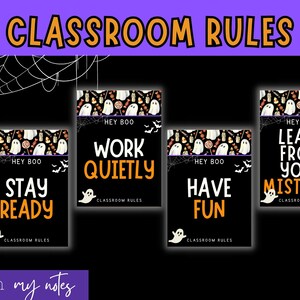 Printable Halloween Classroom Rules Posters for Bulletin Board and ...