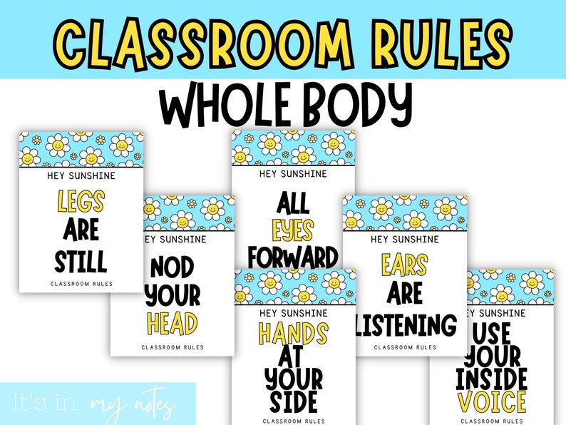 Classroom Rules Daisy Themed Posters for Bulletin Board | Flower ...