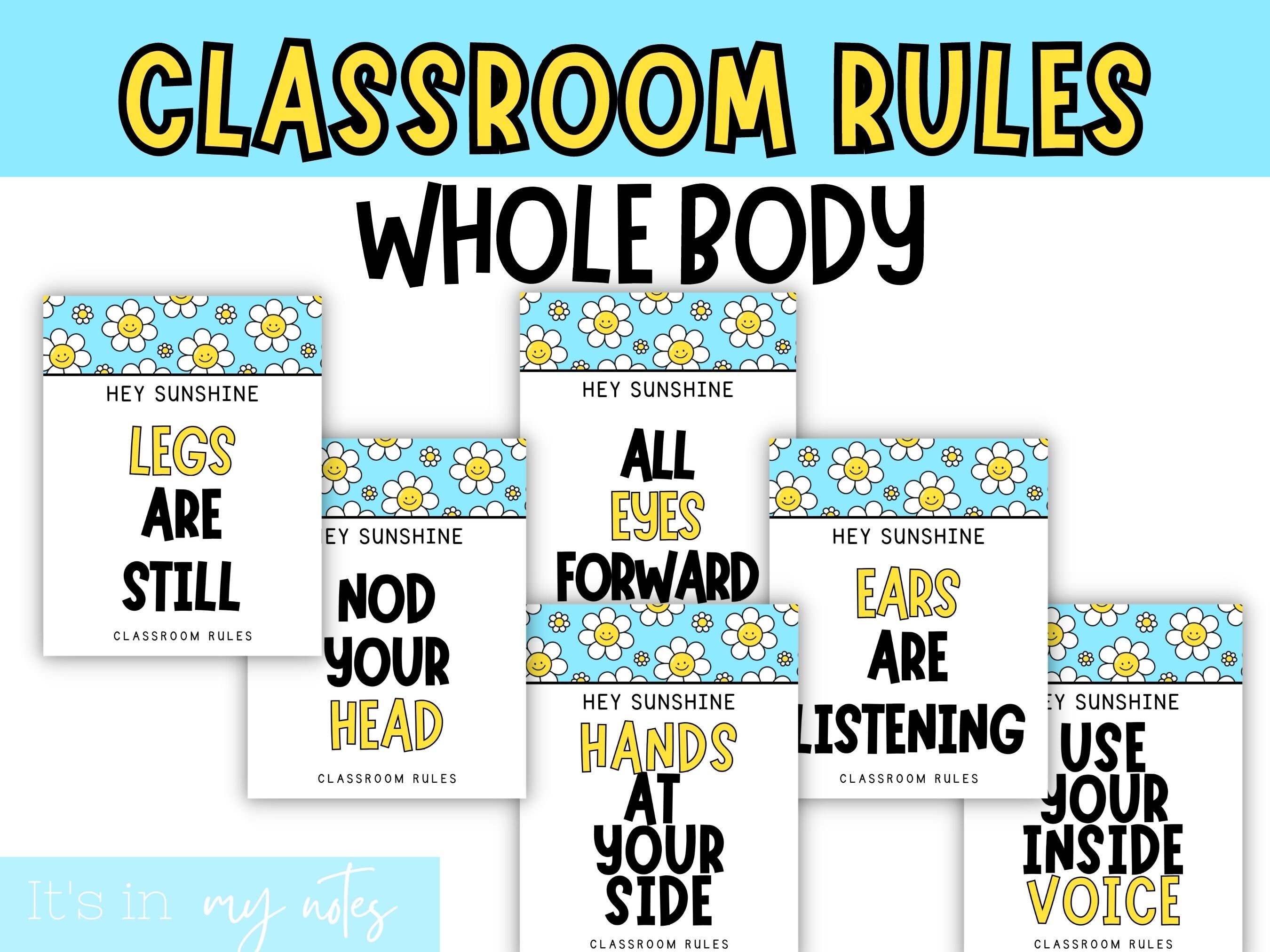 Classroom Rules Daisy Themed Posters for Bulletin Board | Flower ...
