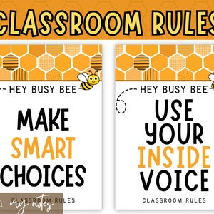 Printable Bee Theme Classroom Rules Poster for Bulletin Board | Fun ...