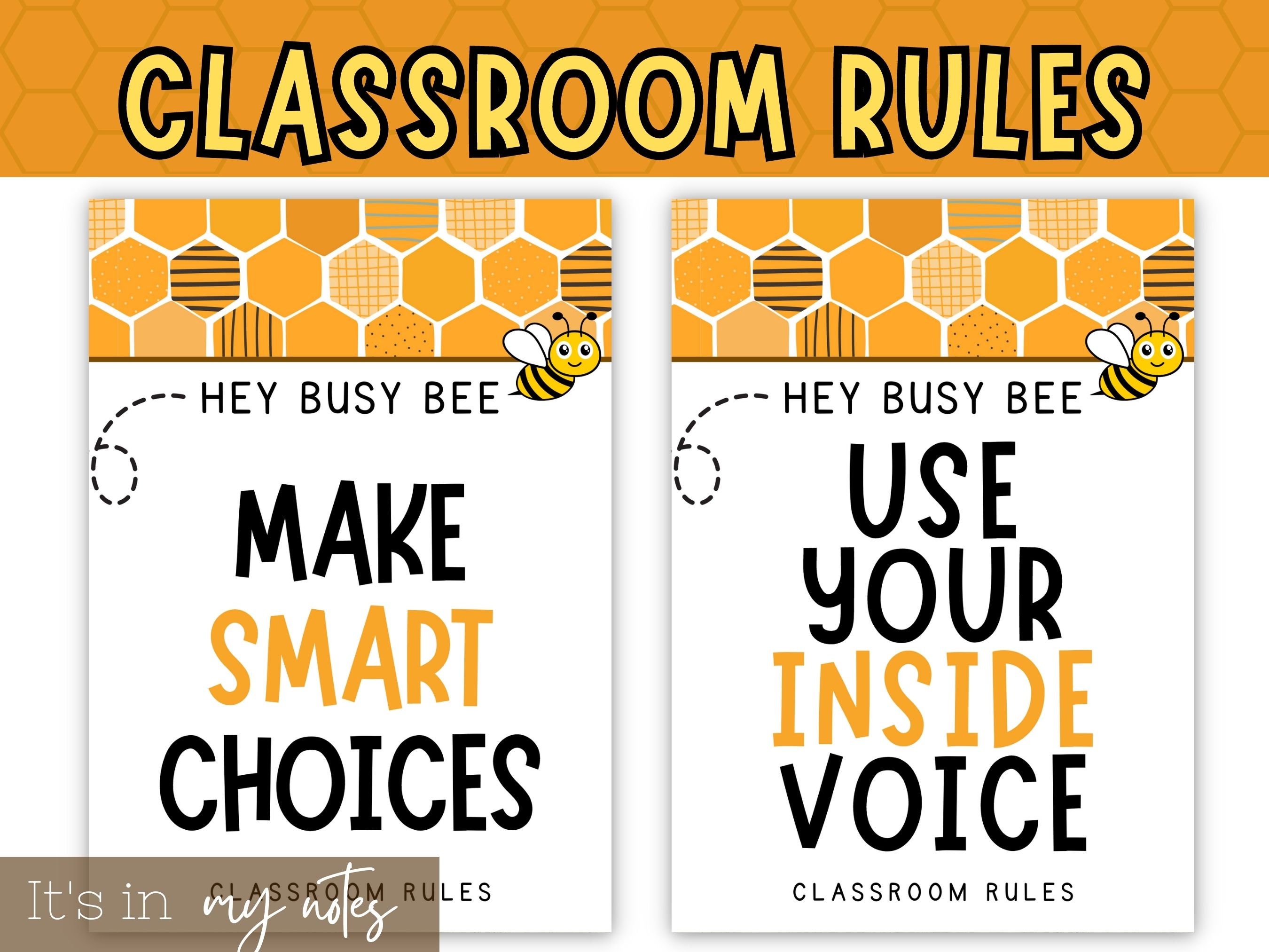 Printable Bee Theme Classroom Rules Poster for Bulletin Board | Fun ...