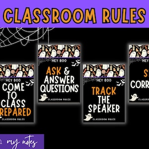 Printable Halloween Classroom Rules Posters for Bulletin Board and ...