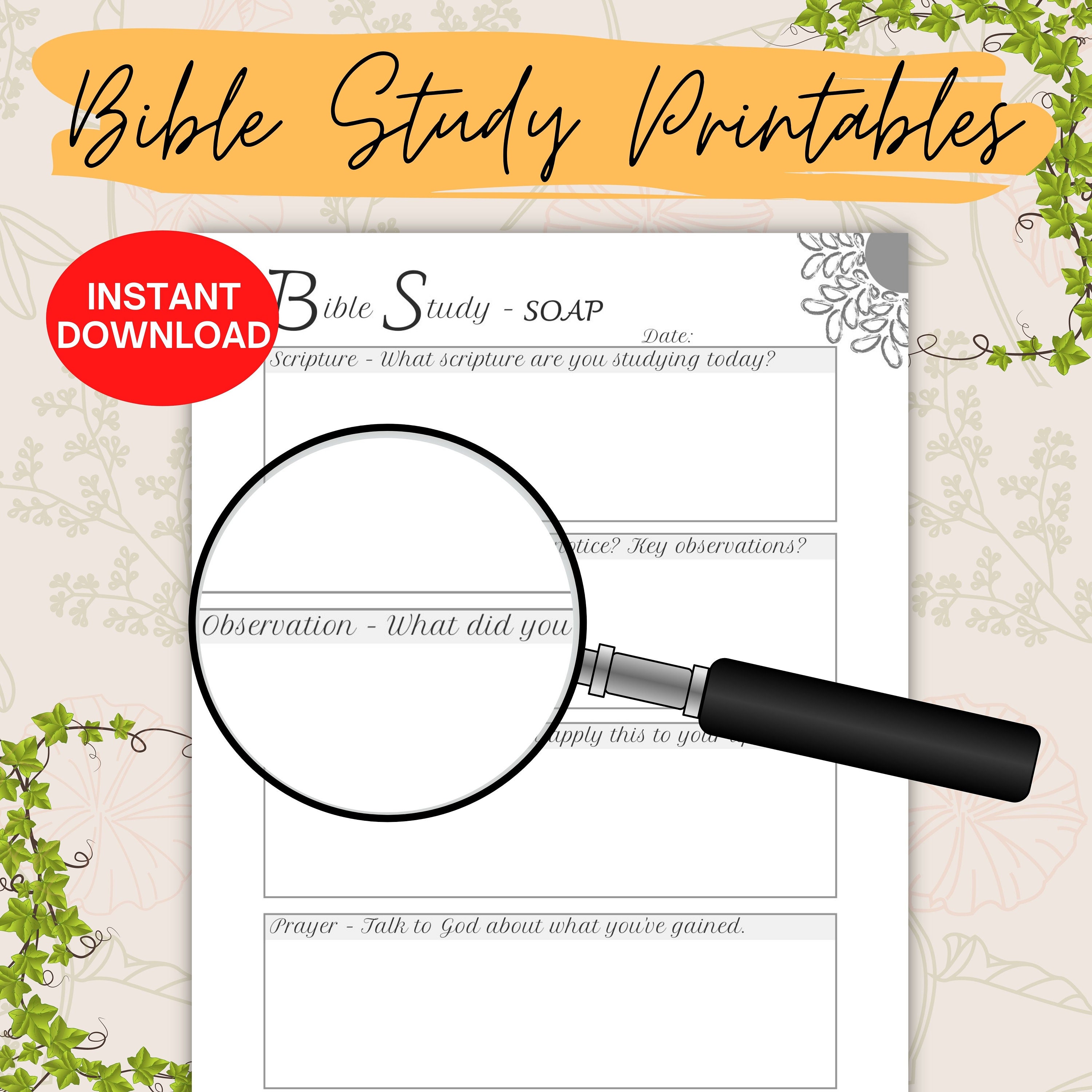 Bible Study Printable | Devotional Templates | SOAP Method | HEAR ...