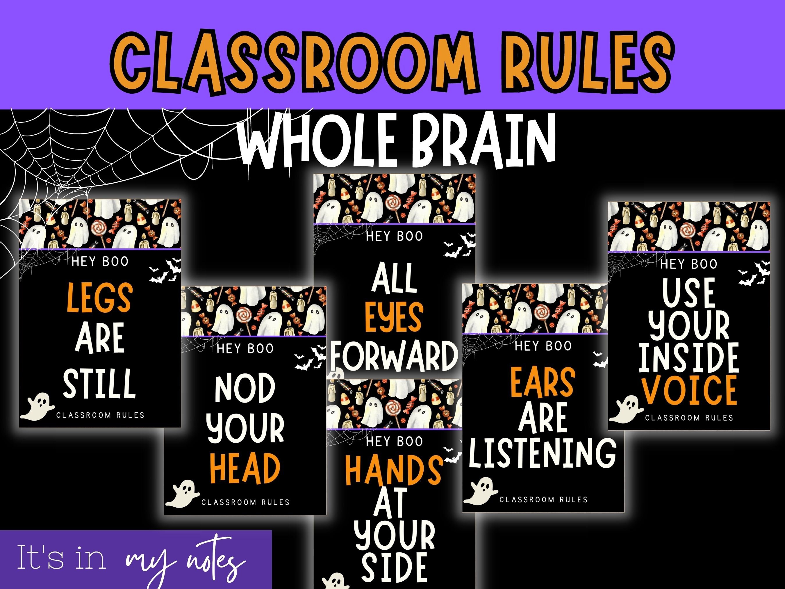 Printable Halloween Classroom Rules Posters for Bulletin Board and ...