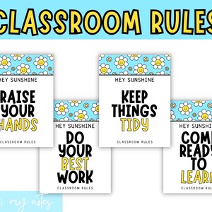 Classroom Rules Daisy Themed Posters for Bulletin Board | Flower ...