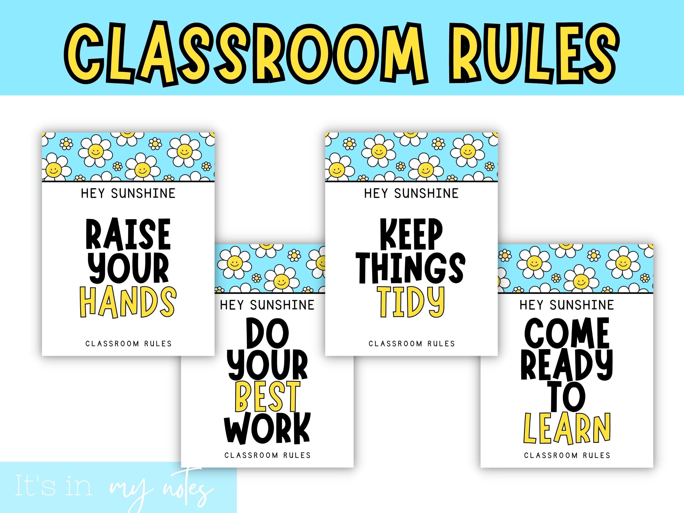 Classroom Rules Daisy Themed Posters for Bulletin Board | Flower ...