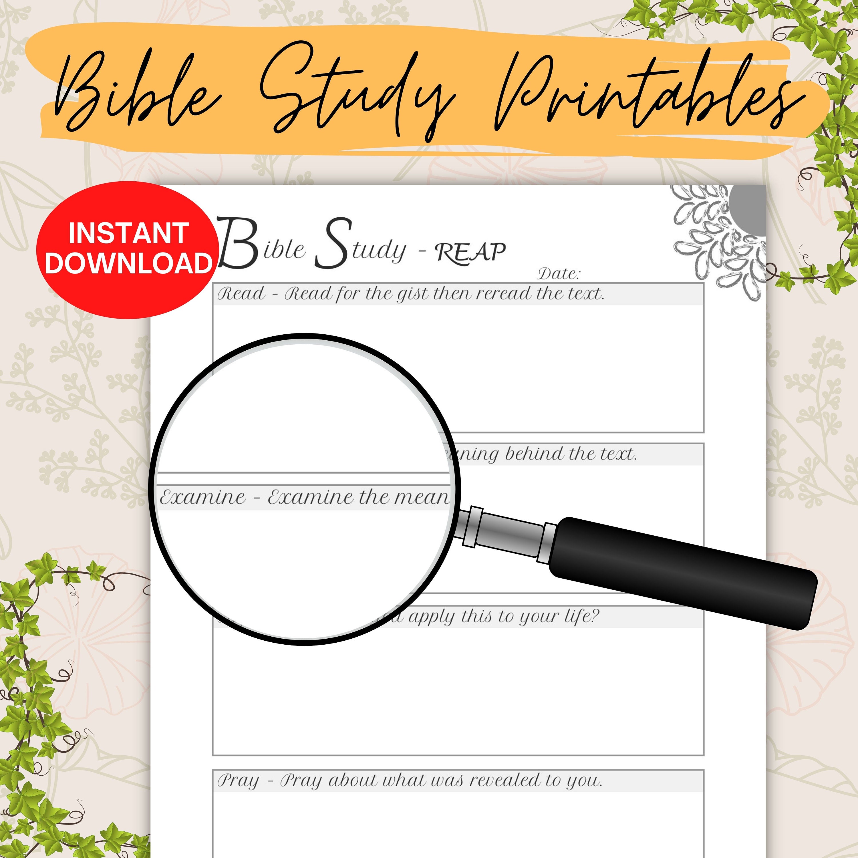 Bible Study Printable | Devotional Templates | SOAP Method | HEAR ...