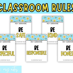 Classroom Rules Daisy Themed Posters for Bulletin Board | Flower ...