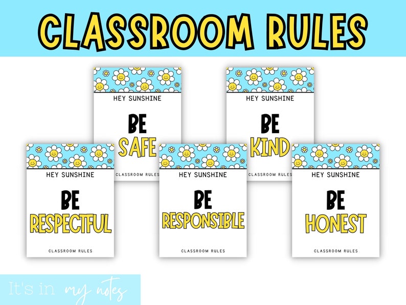 Classroom Rules Daisy Themed Posters for Bulletin Board | Flower ...