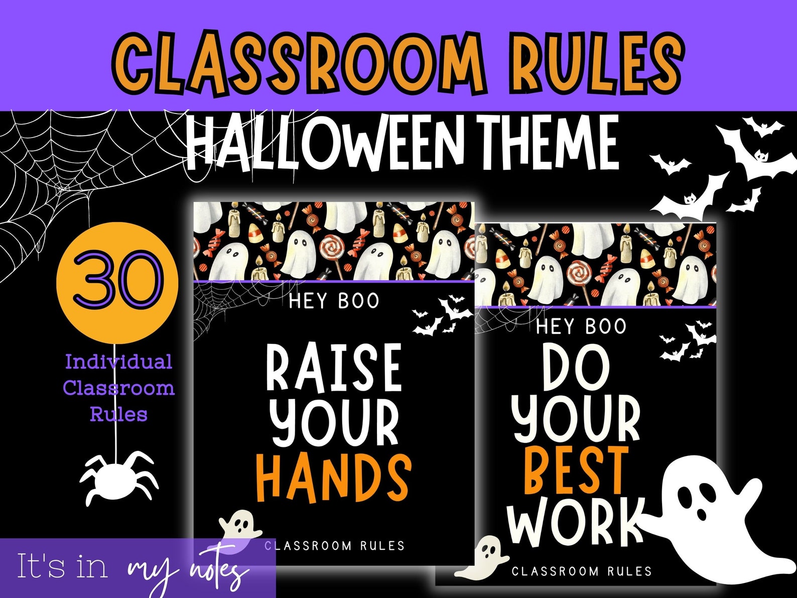 Printable Halloween Classroom Rules Posters for Bulletin Board and ...