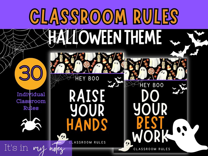 Printable Halloween Classroom Rules Posters for Bulletin Board and ...