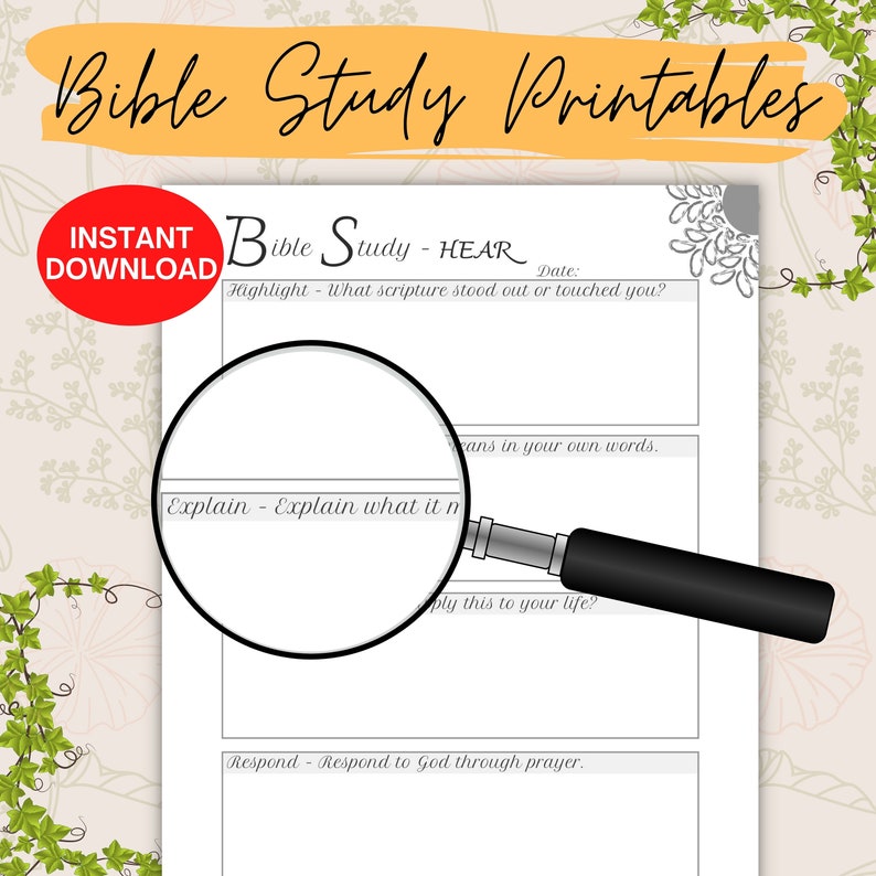 Bible Study Printable | Devotional Templates | SOAP Method | HEAR ...