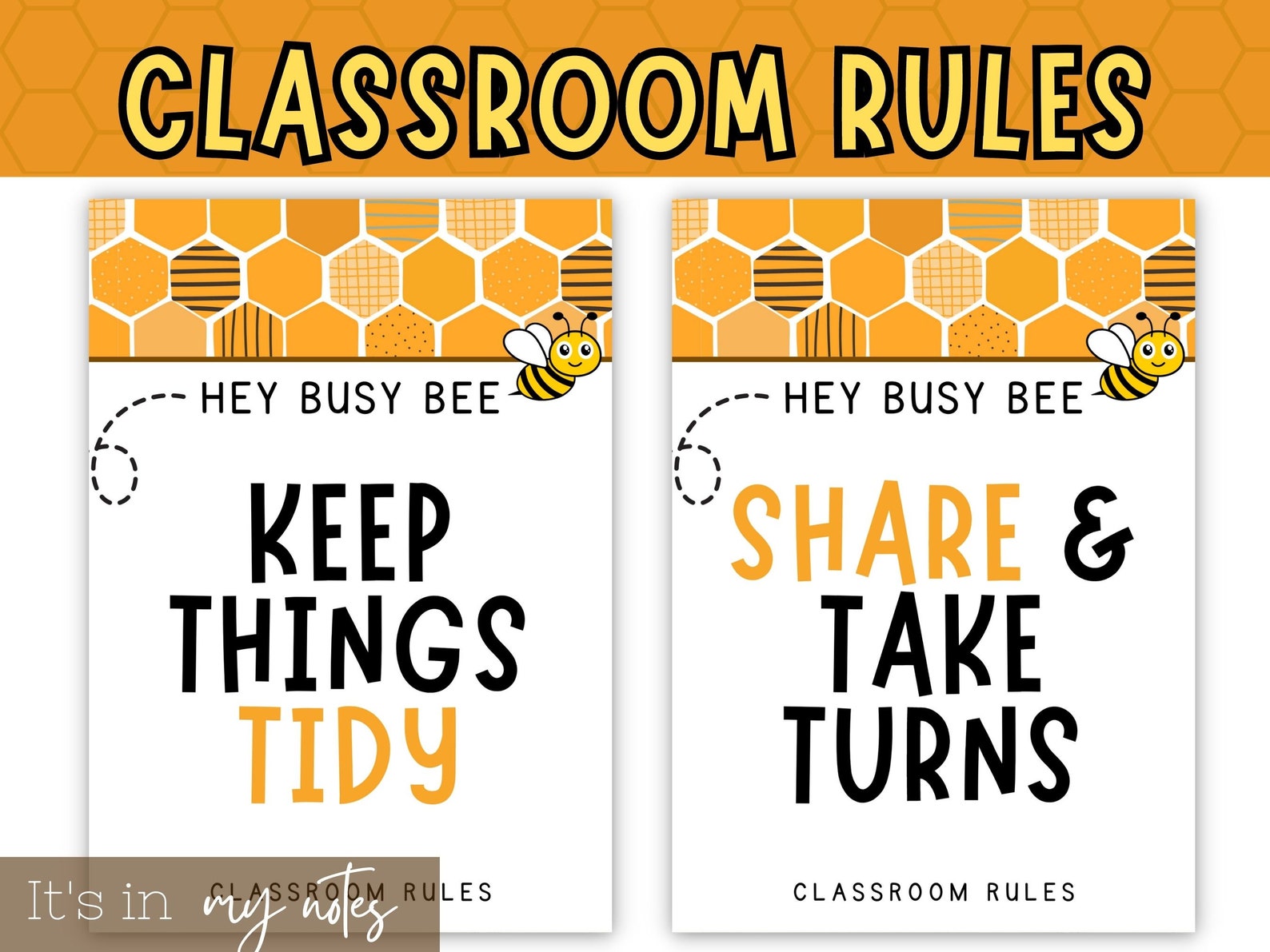 Printable Bee Theme Classroom Rules Poster for Bulletin Board | Fun ...