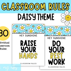Classroom Rules Daisy Themed Posters for Bulletin Board | Flower ...