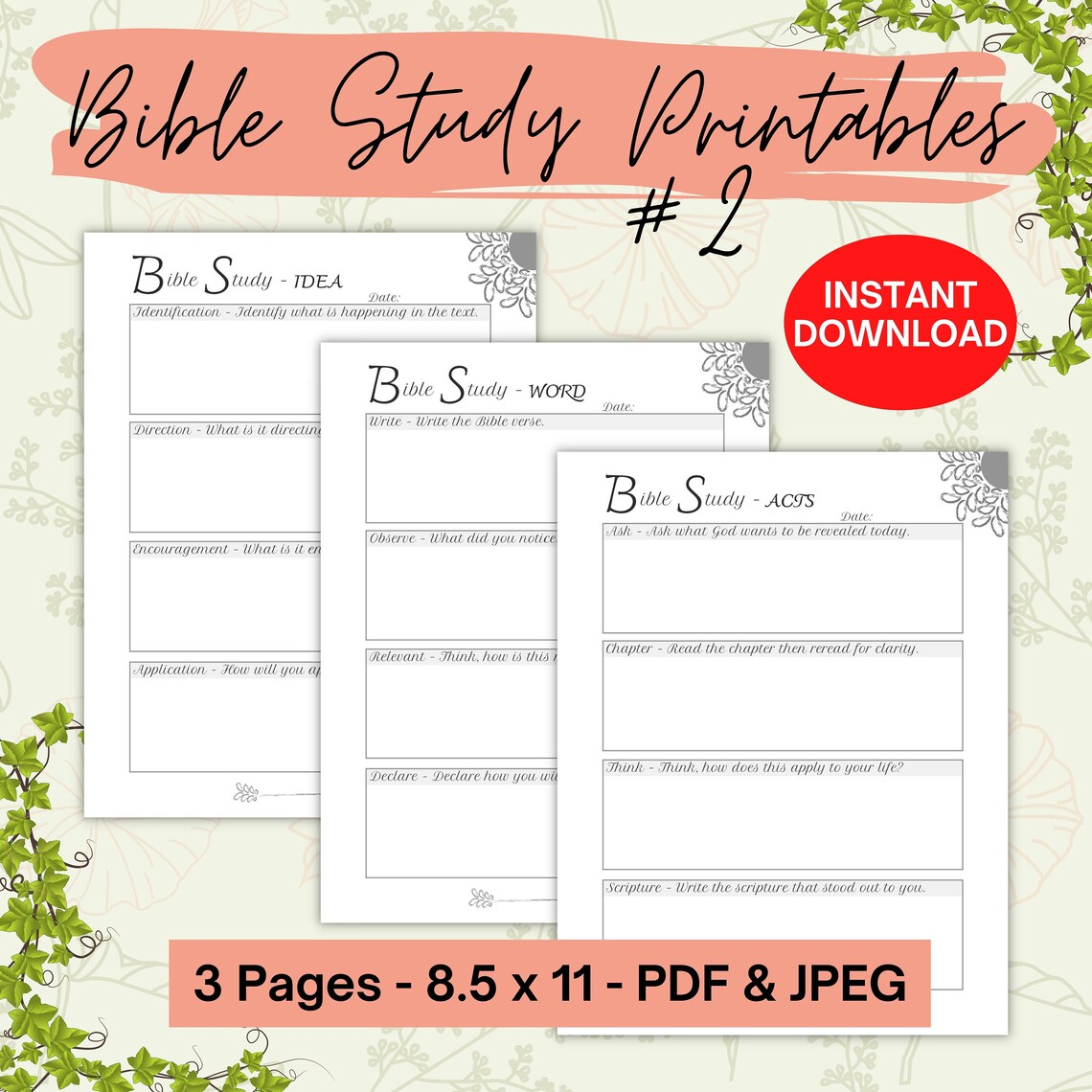 Bible Study Templates | Self Reflection Devotional Guides | IDEA Method ...
