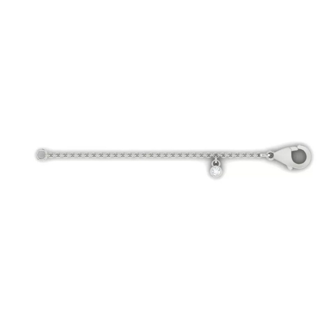 Gold Chain Extender 2 Inch 18ct White Gold With Diamond Charm 2 ...