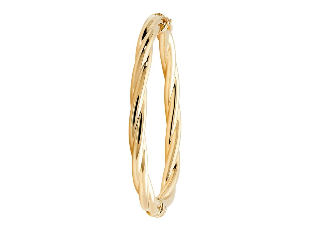 9ct Gold Twisted Hinged Bangle, 9ct Gold Bangle, Twisted Gold Bangle ...