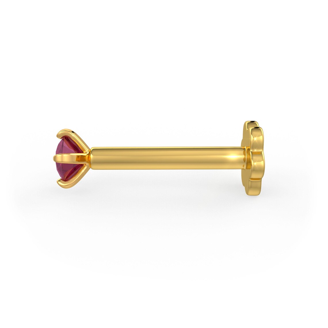 18ct Yellow Gold Ruby Nose Pin Screwbacks Natural Gemstones Stud ...