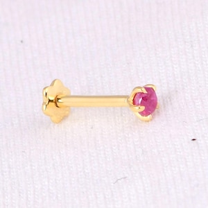 18ct Yellow Gold Ruby Nose Pin Screwbacks Natural Gemstones Stud ...