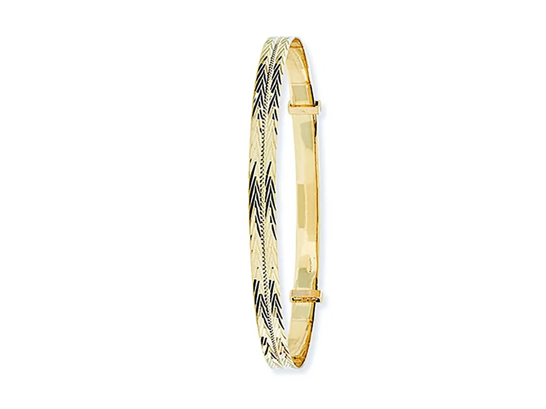 9ct Gold Diamond Cut Expandable Bangle - Etsy