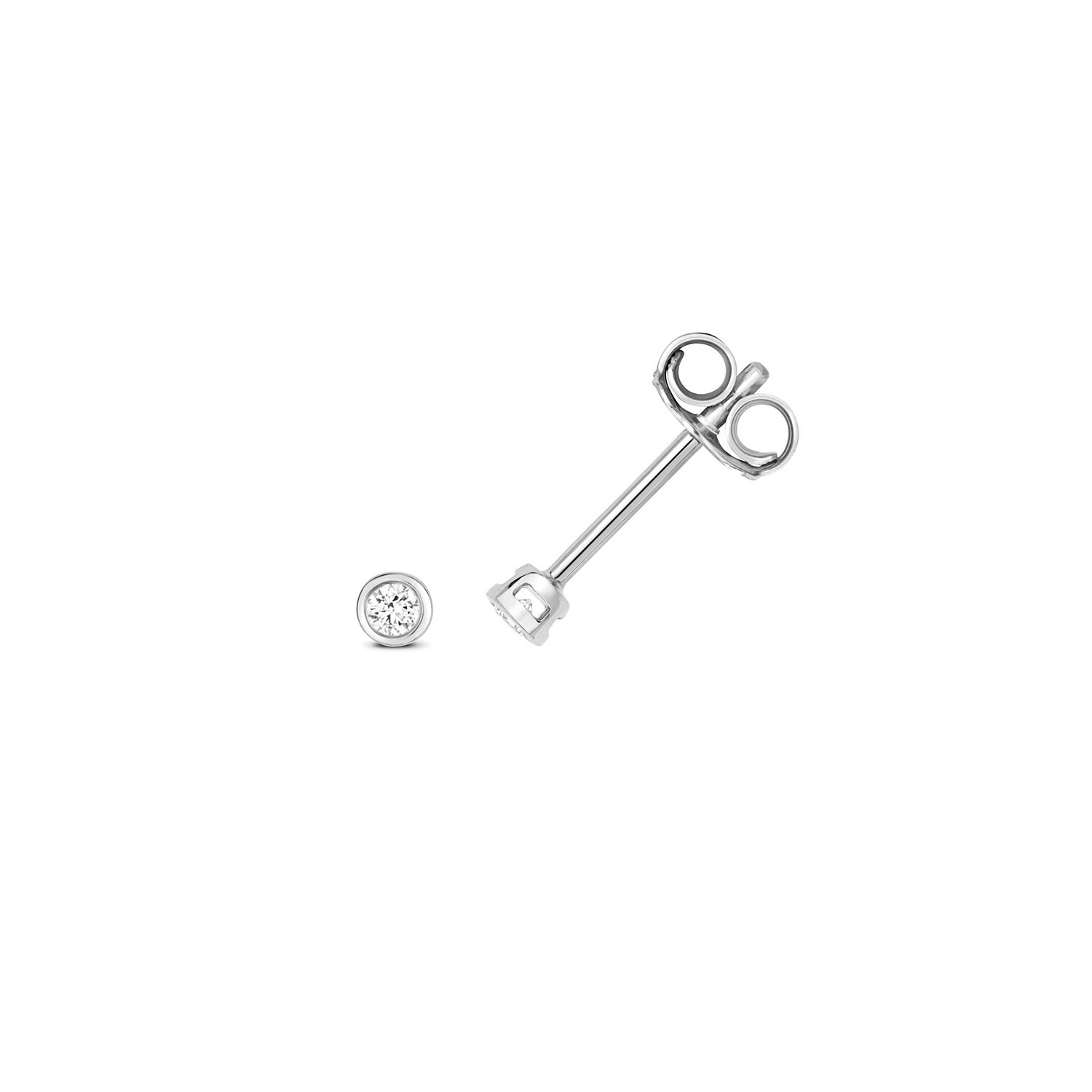 Diamond Rubover Earring Studs in 18ct White Gold Etsy
