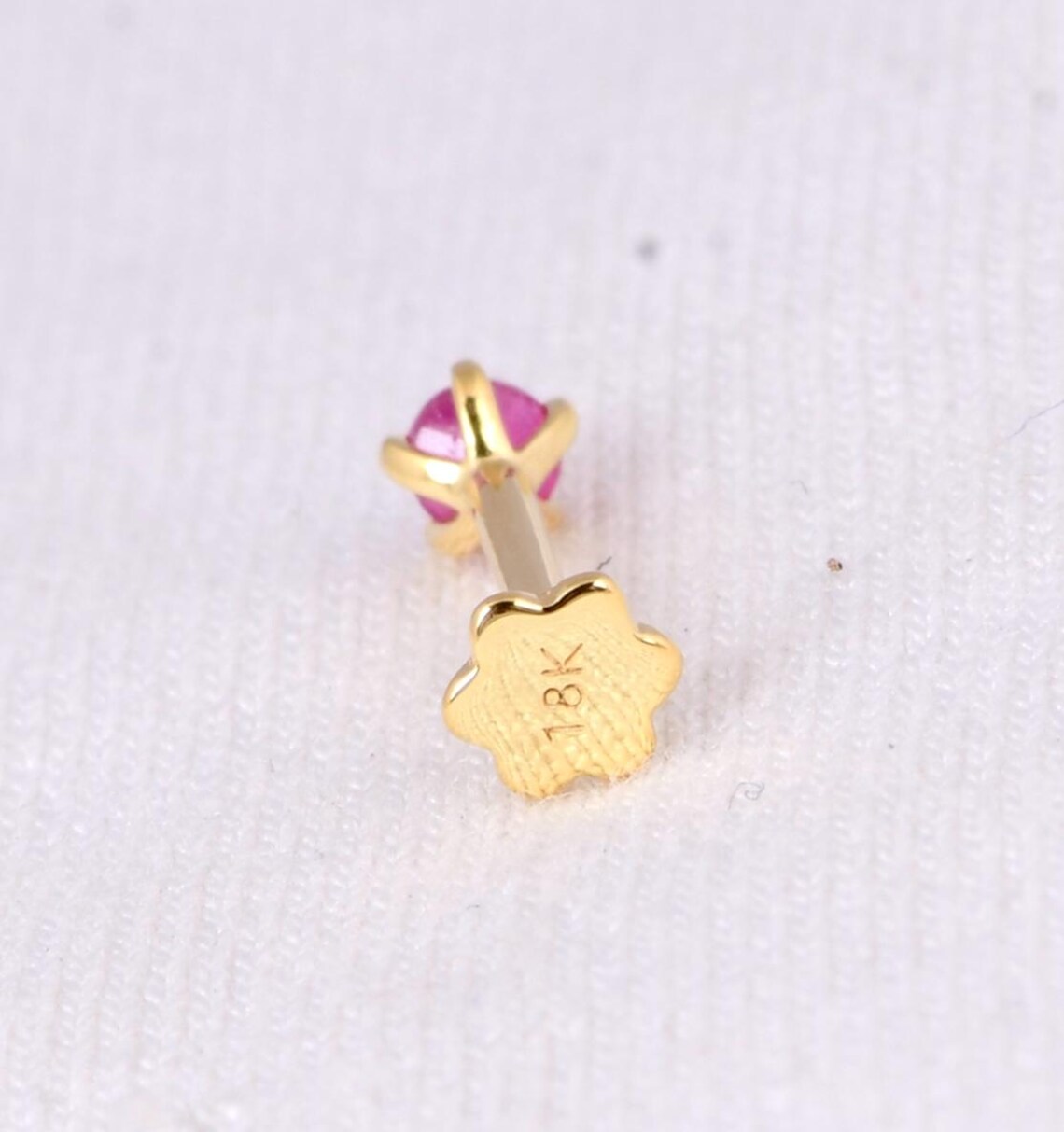 18ct Yellow Gold Ruby Nose Pin Screwbacks Natural Gemstones Stud ...