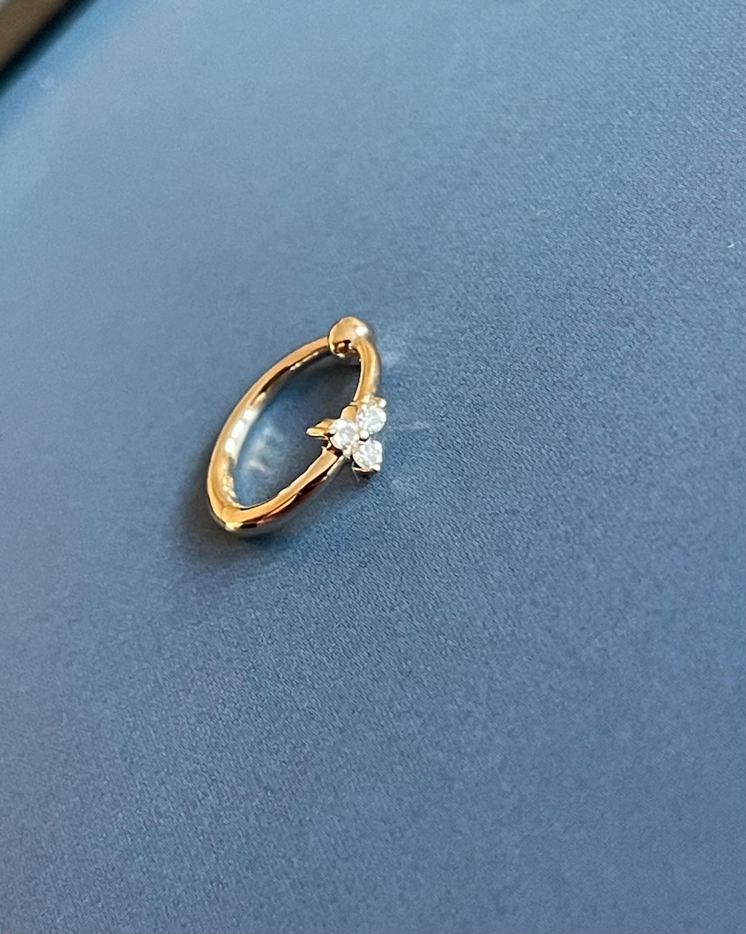 18ct Yellow Gold Diamond Nose Hoop Ring 0.06ct Nasal Piercing Clicker ...